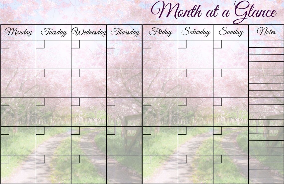 Monthly Overview Pages PDF Printable - Etsy