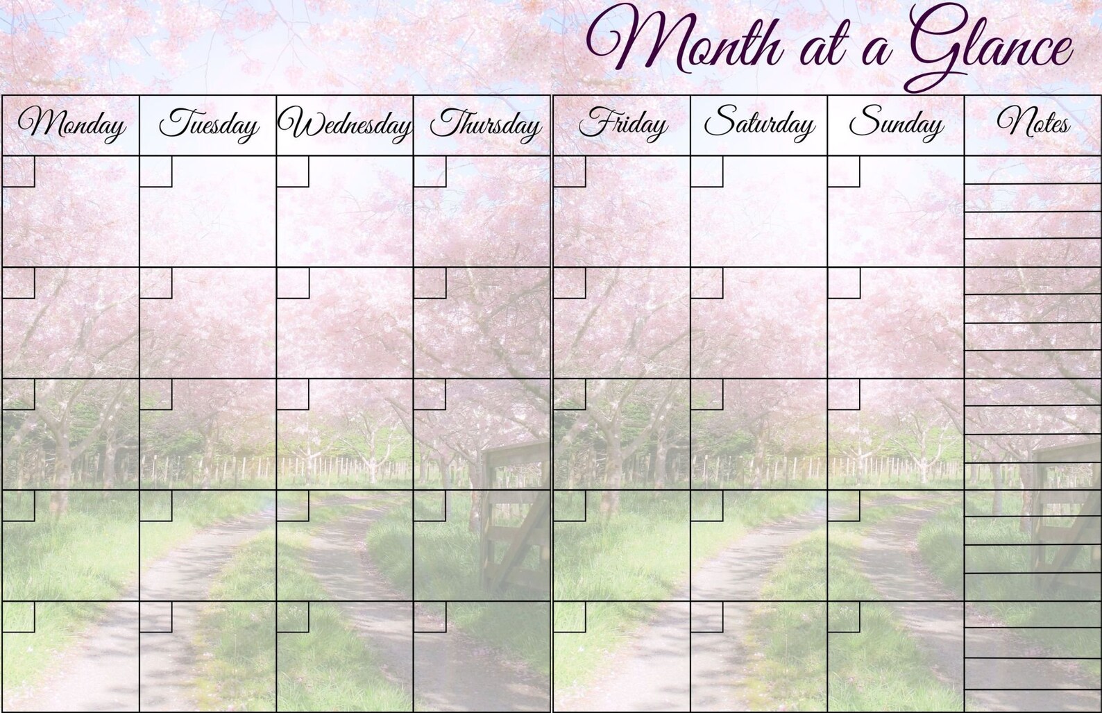 Monthly Overview Pages | PDF Printable - Etsy