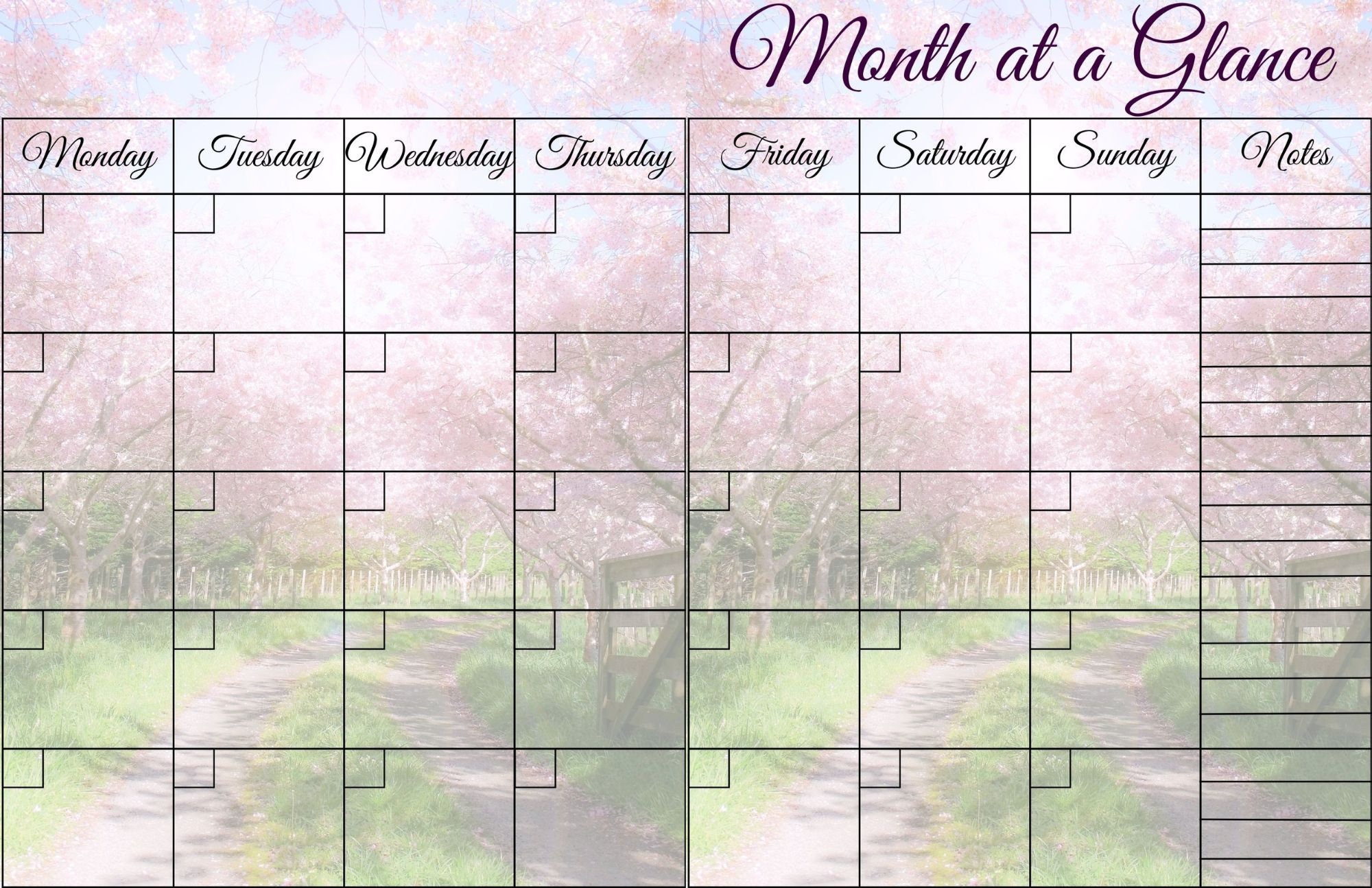 Monthly Overview Pages PDF Printable - Etsy