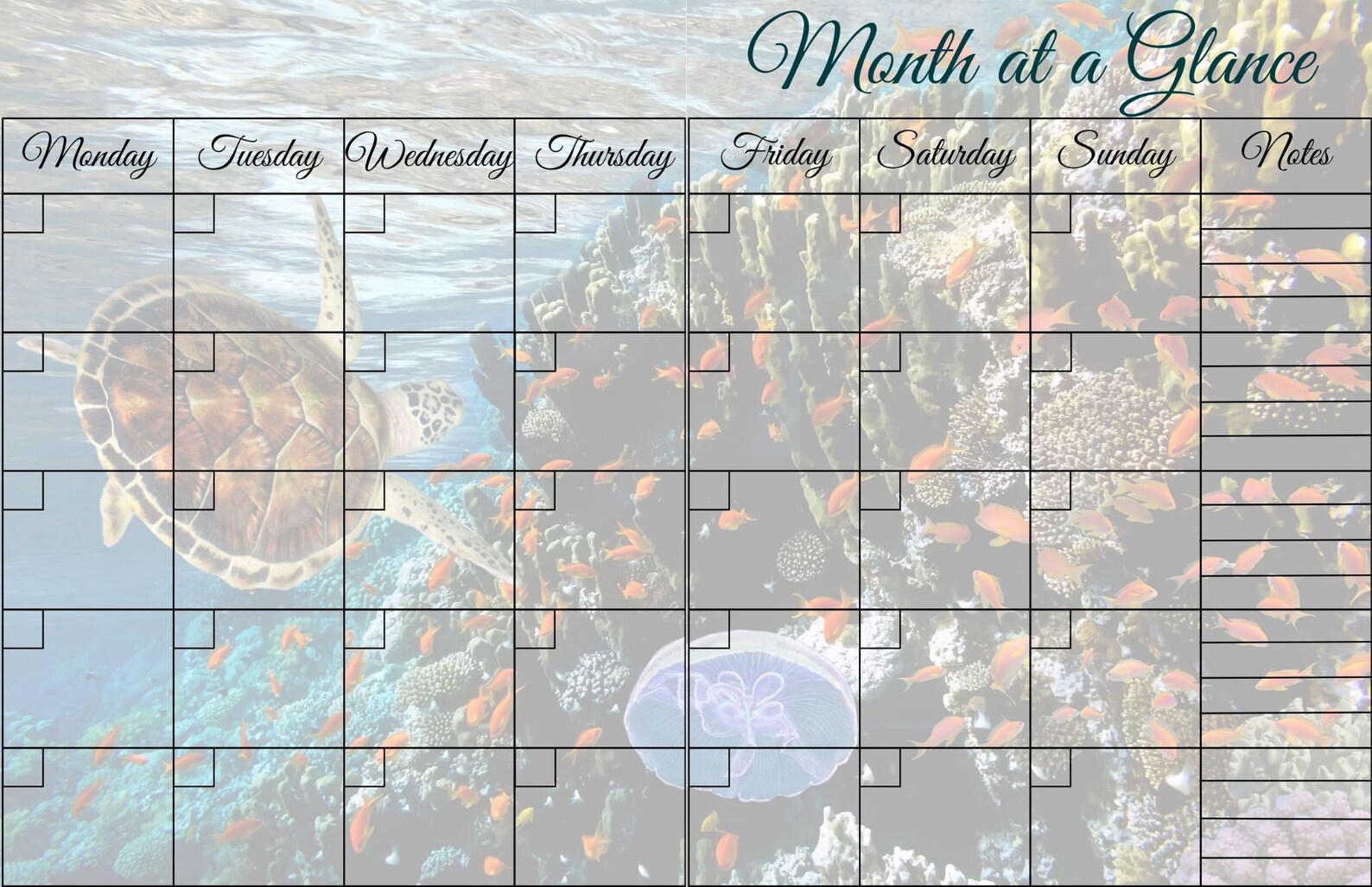 Monthly Overview Pages PDF Printable - Etsy
