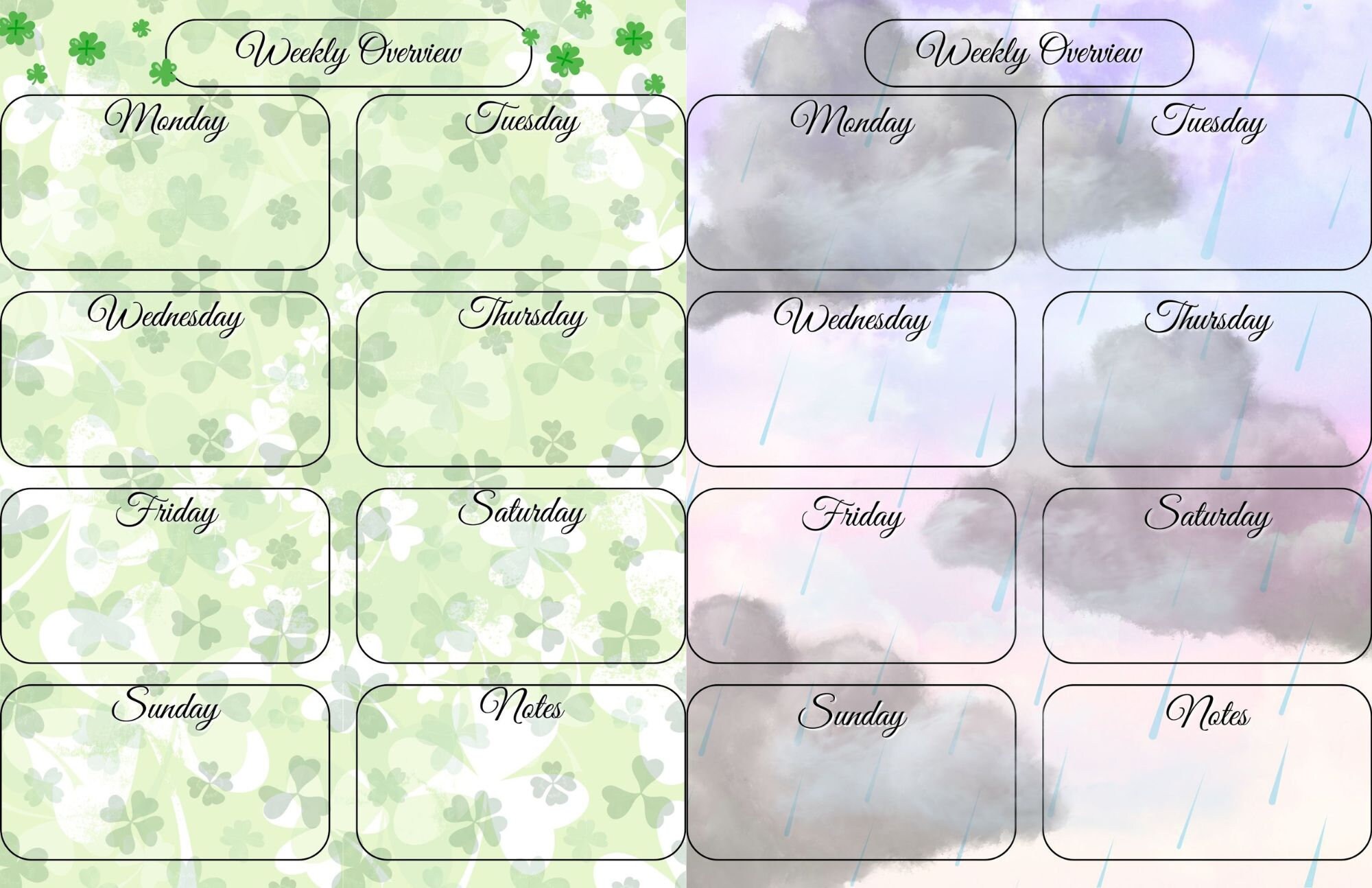 Weekly Overview Pages | PDF Printable - Etsy