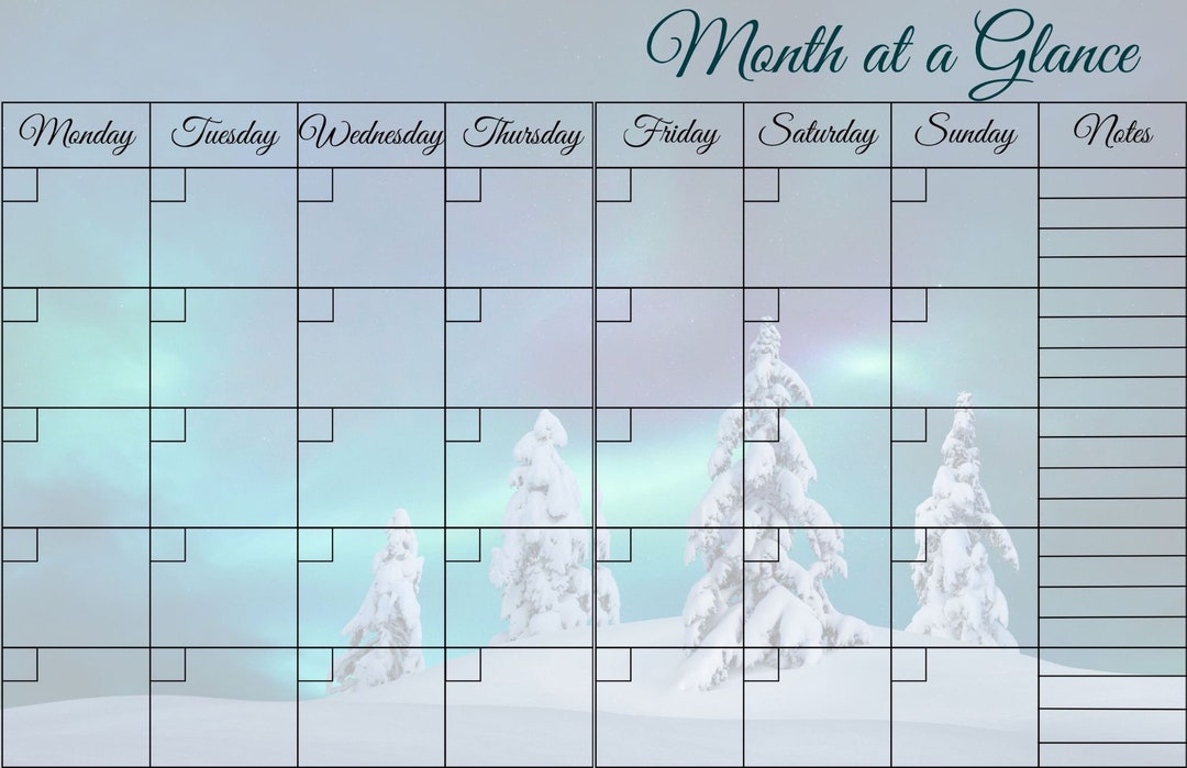 Monthly Overview Pages PDF Printable - Etsy