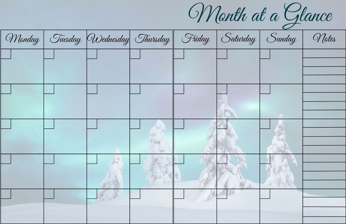 Monthly Overview Pages | PDF Printable - Etsy
