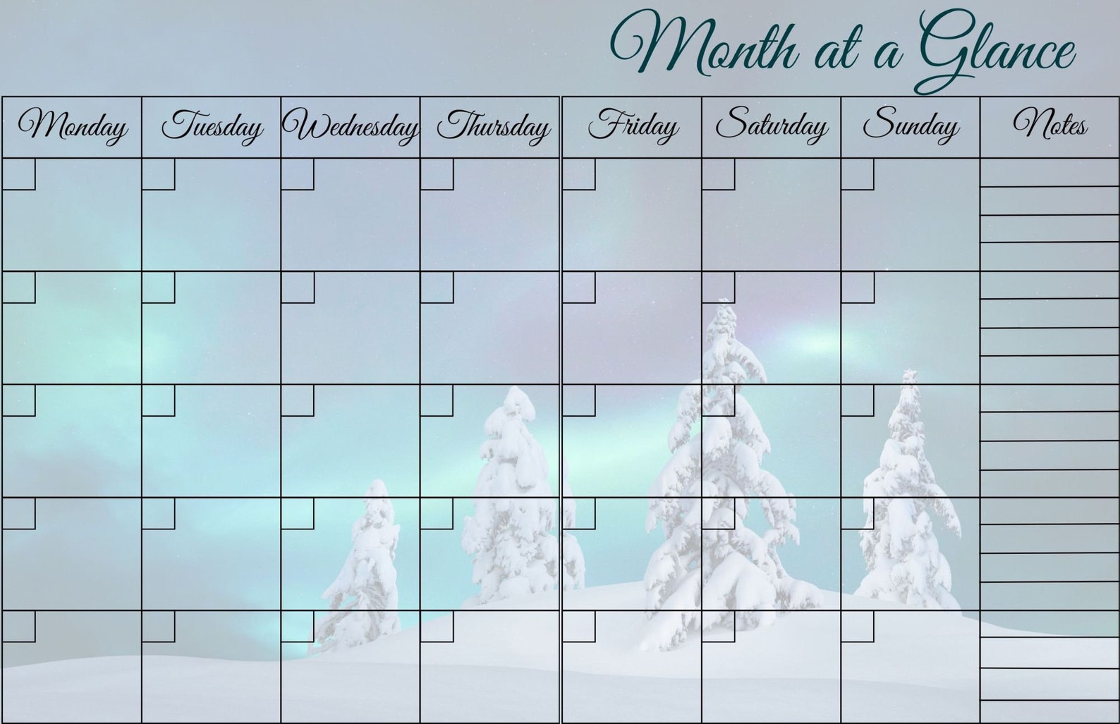 Monthly Overview Pages | PDF Printable - Etsy