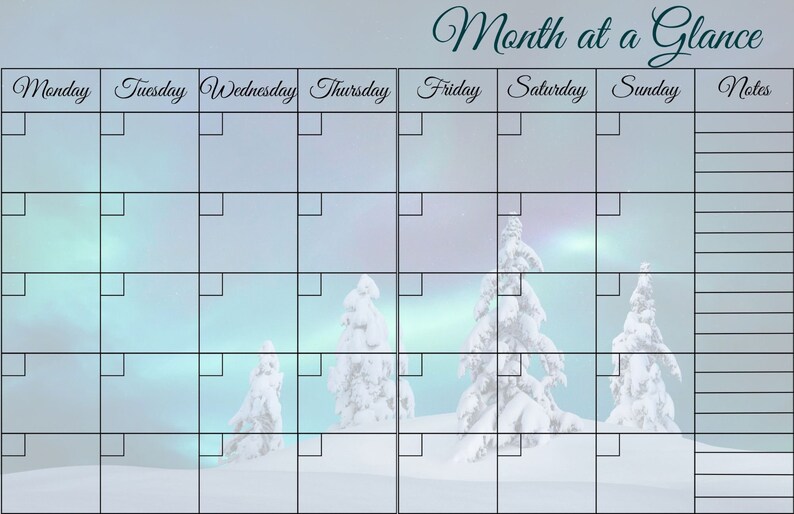 Monthly Overview Pages | PDF Printable - Etsy
