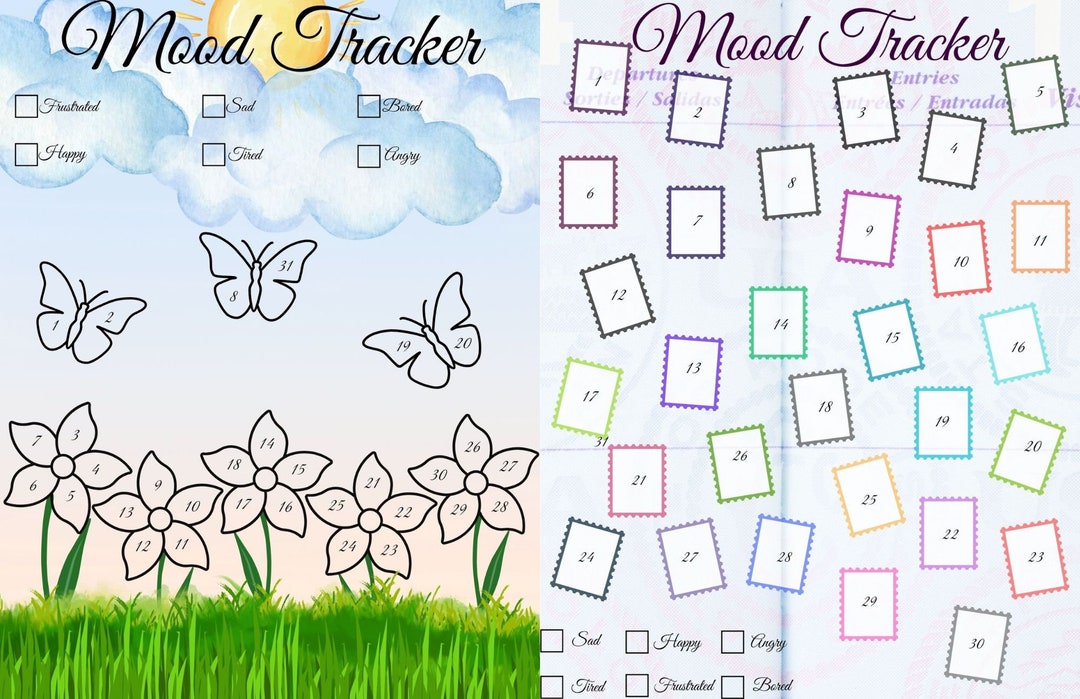 Monthly Mood Trackers PDF Printable - Etsy