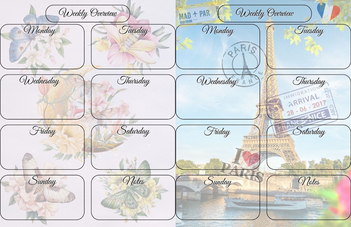 Weekly Overview Pages | PDF Printable - Etsy