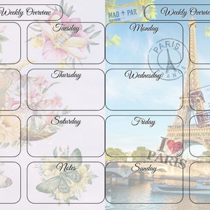 Weekly Overview Pages PDF Printable - Etsy
