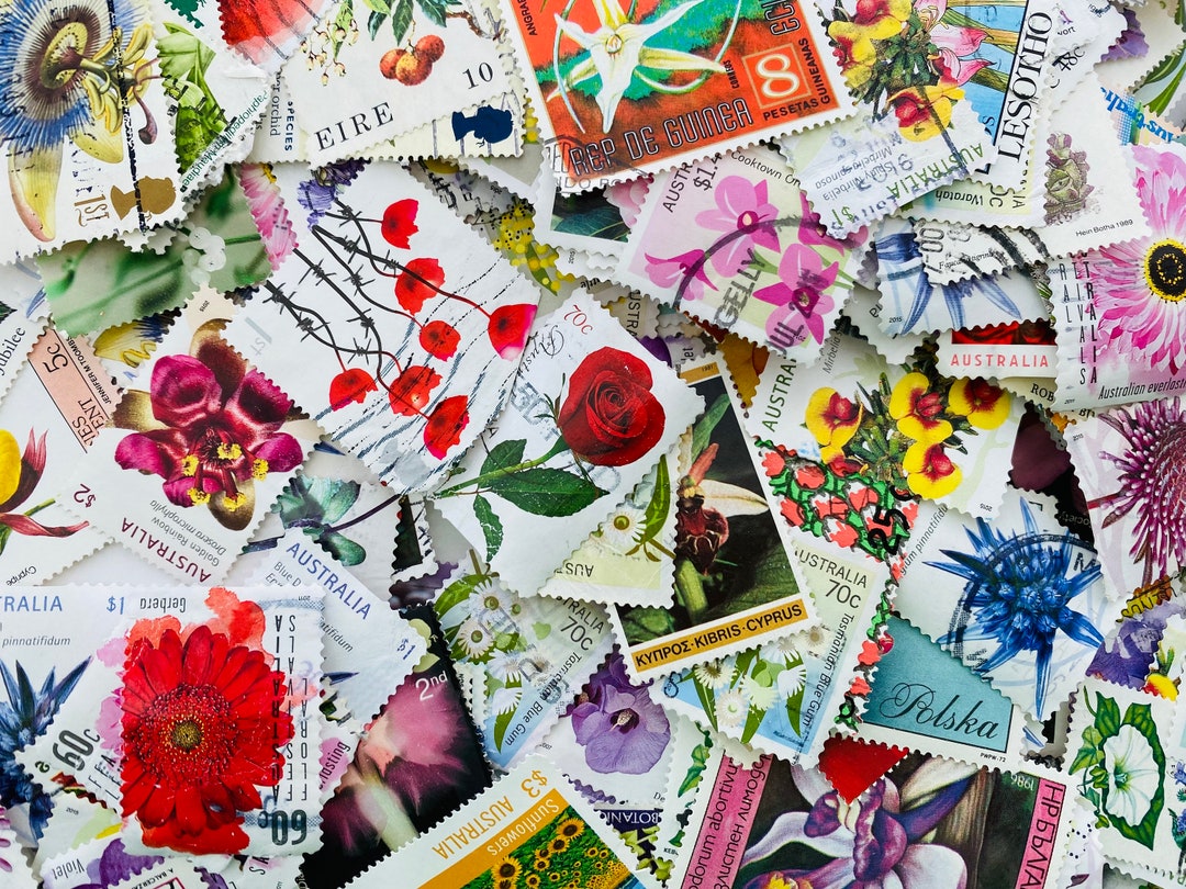 Flowers Postage Stamp Packs - Etsy