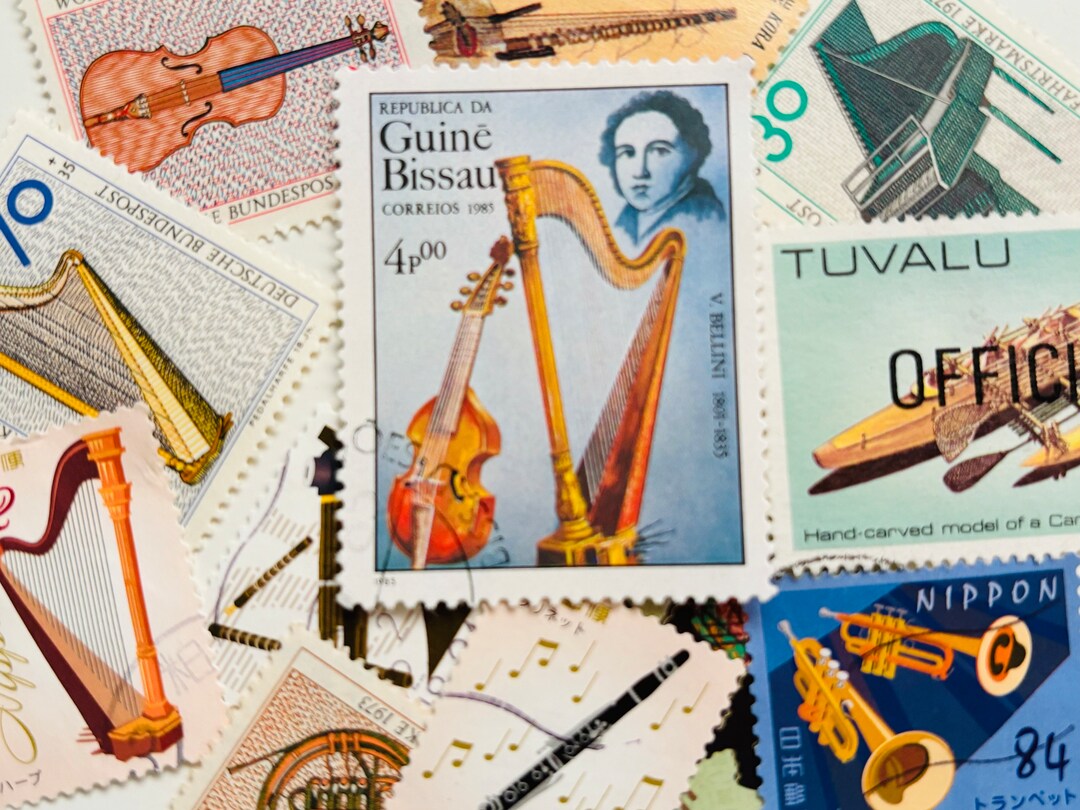 Music (instruments) - Postage Stamp Packs - Etsy