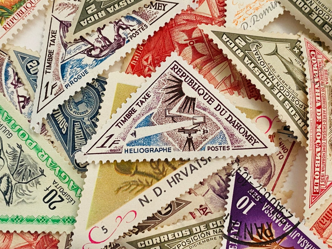 Triangle Shaped Recycled Stamps/various Sizes - Etsy