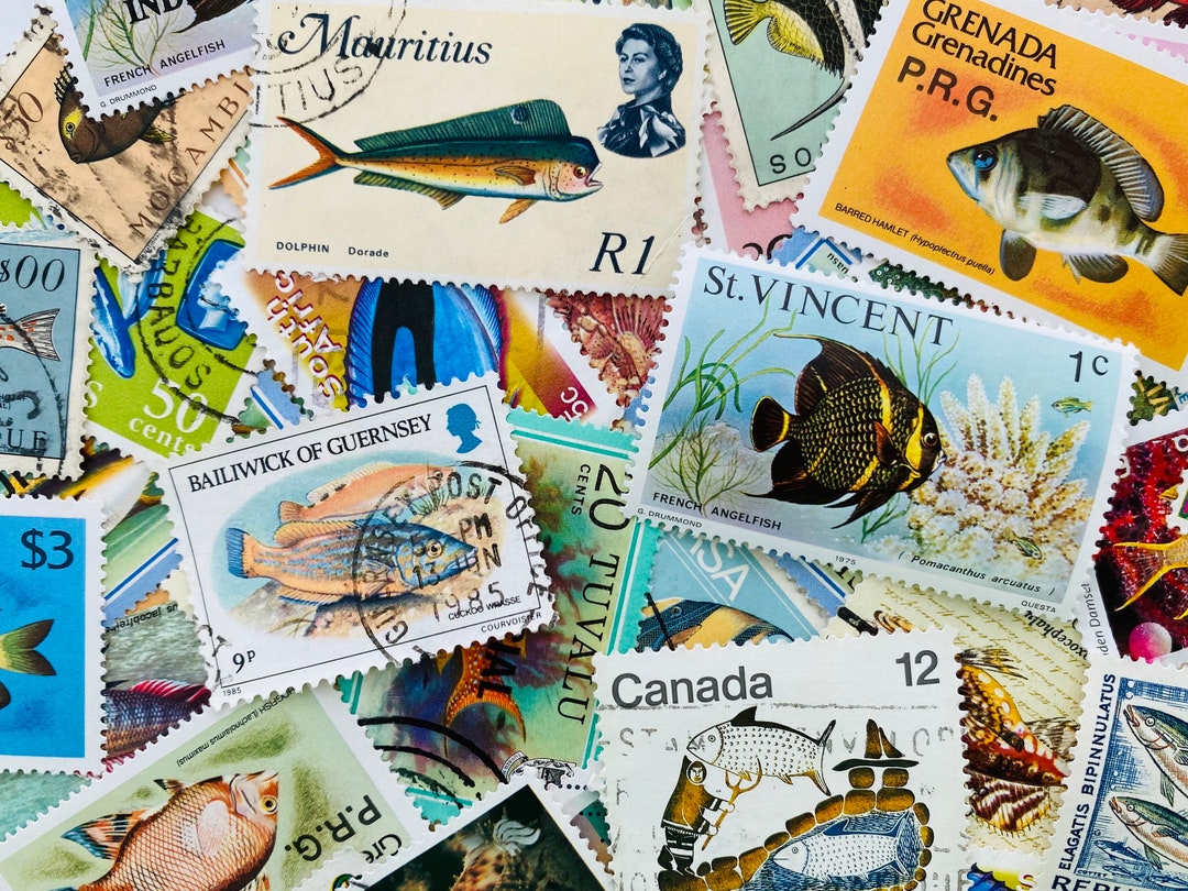 Fish - Postage Stamp Packs - Etsy