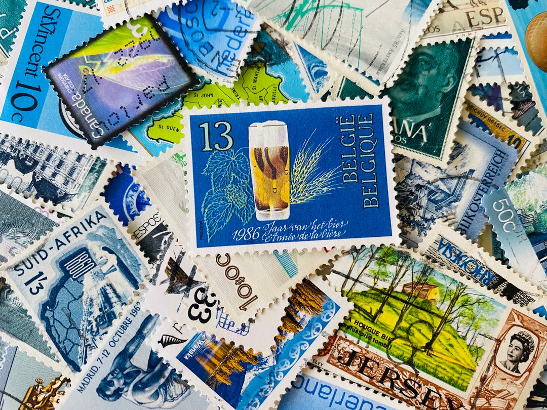 Postage Stamps Blue Tone Themes - Etsy