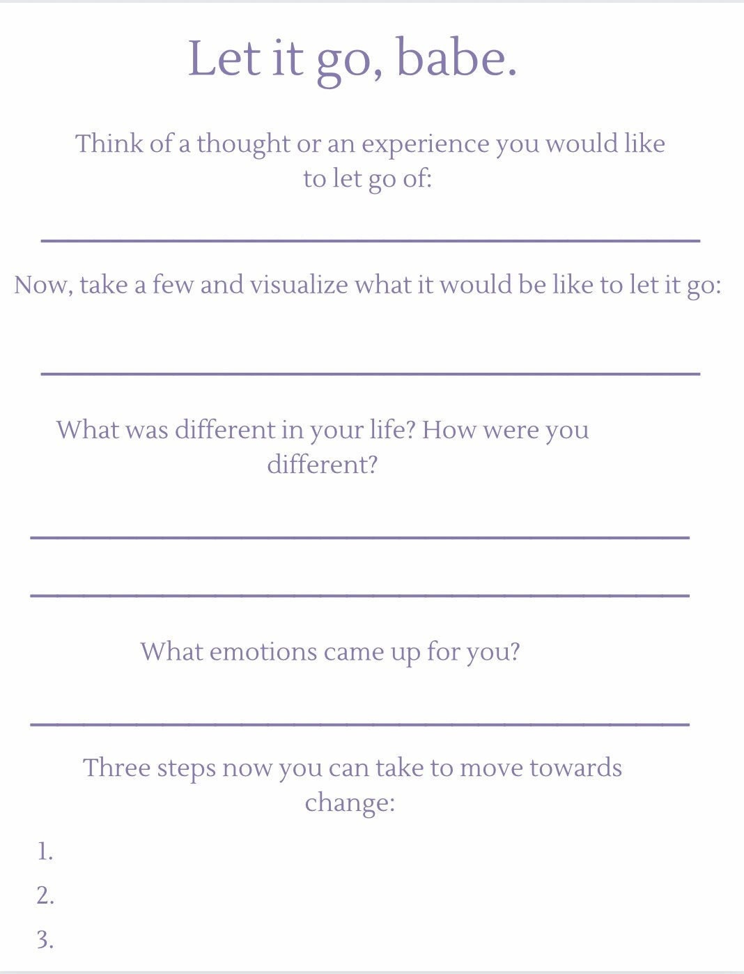 Letting Go Writing Exercise - Etsy