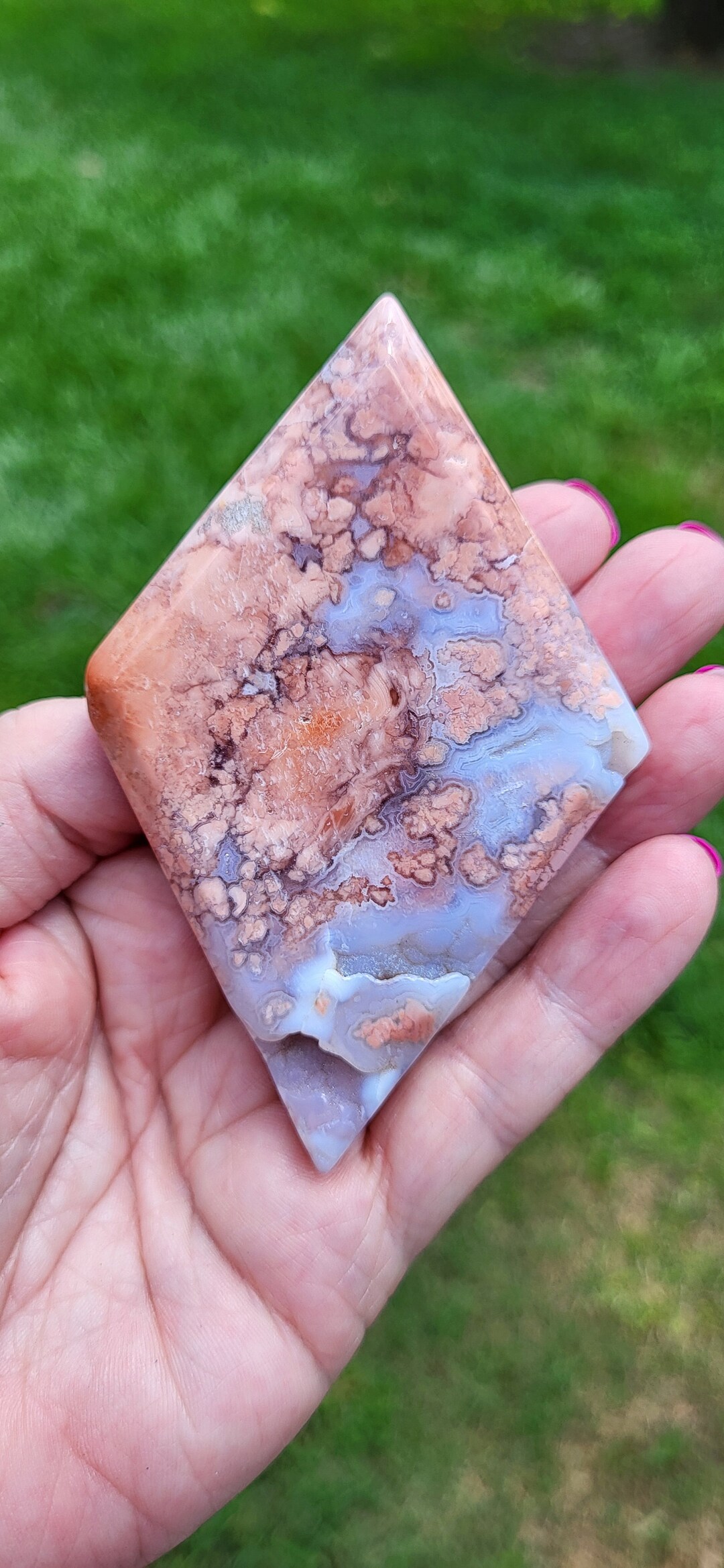 Pink Agate Diamond B. Cotton Candy Agate Crystal - Etsy