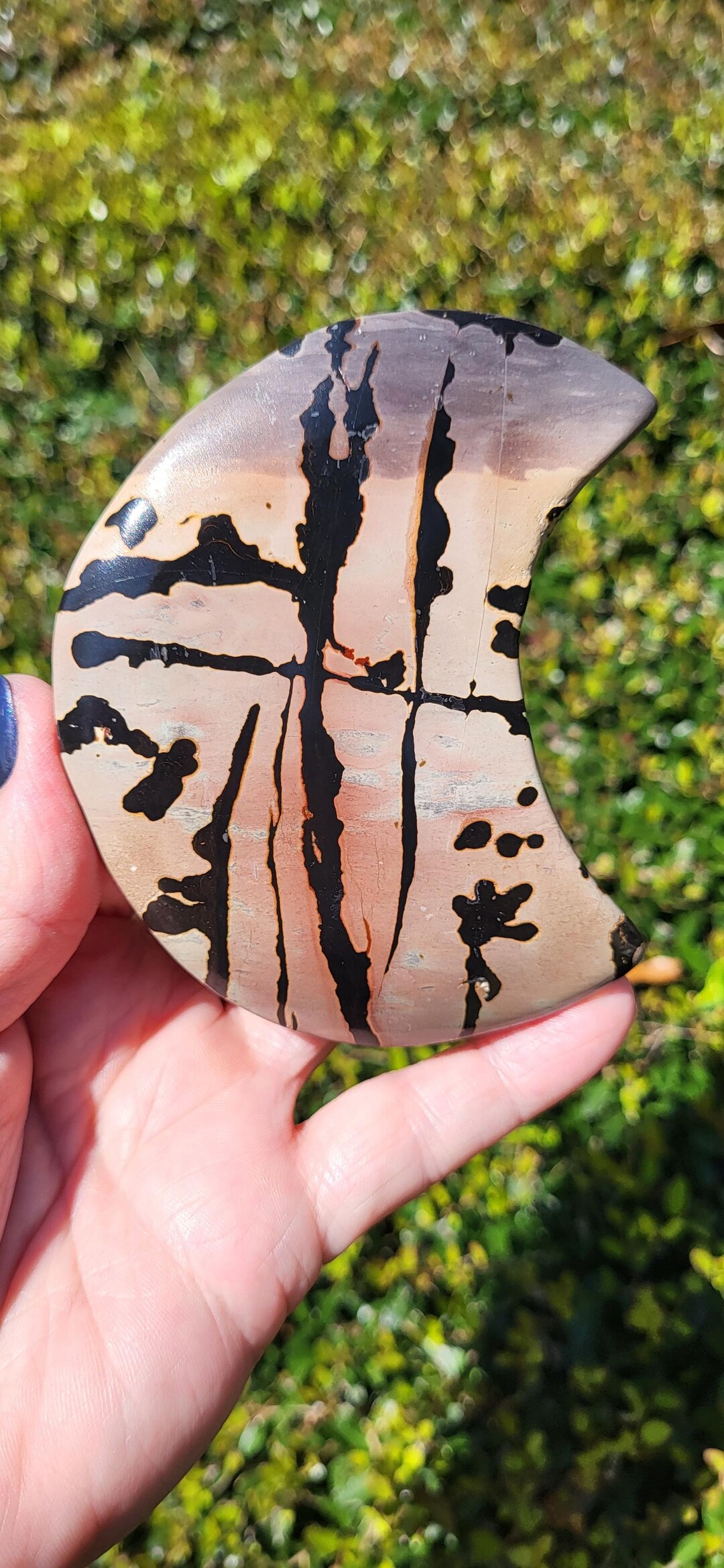 Picture Jasper Crescent Moon. Beautiful Picture Jasper Crystal Moon - Etsy