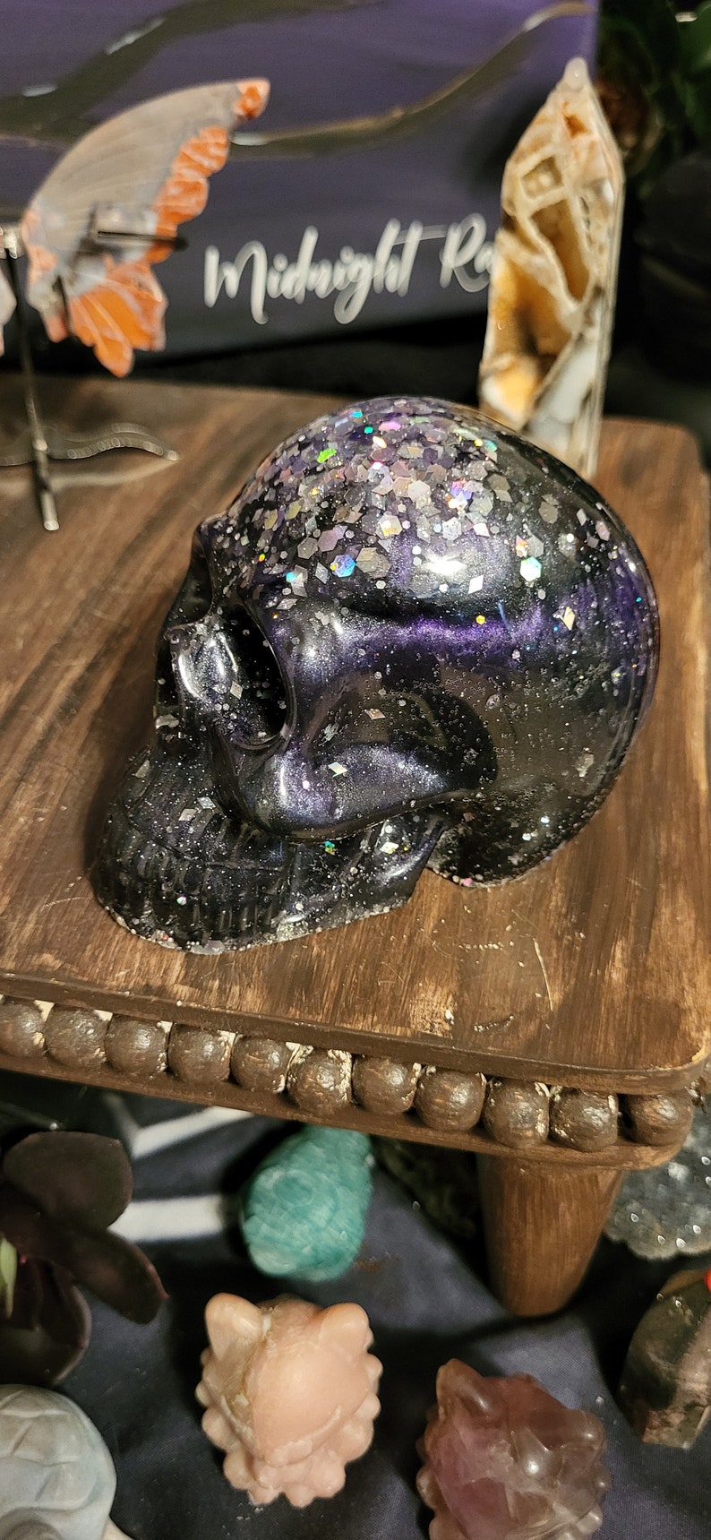 Epoxy Resin Skull With Glitter and Purple Mica Design - Etsy