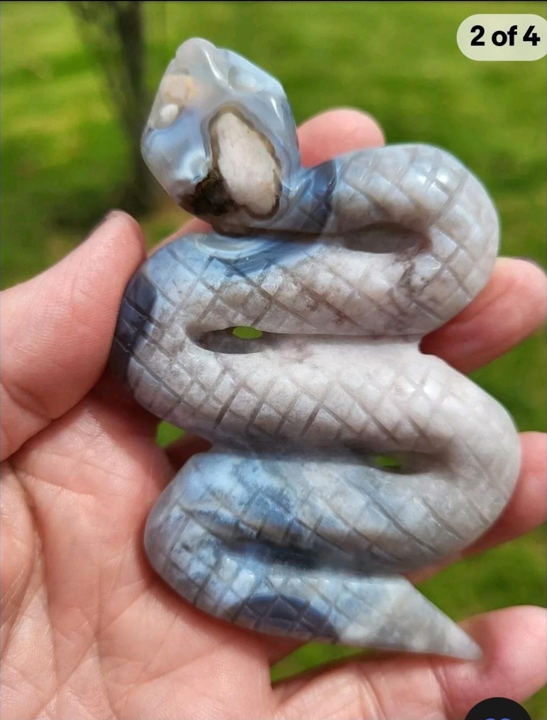 Blue Moss Agate Snake Crystal Carving. Beautiful Blue Agate Snake - Etsy