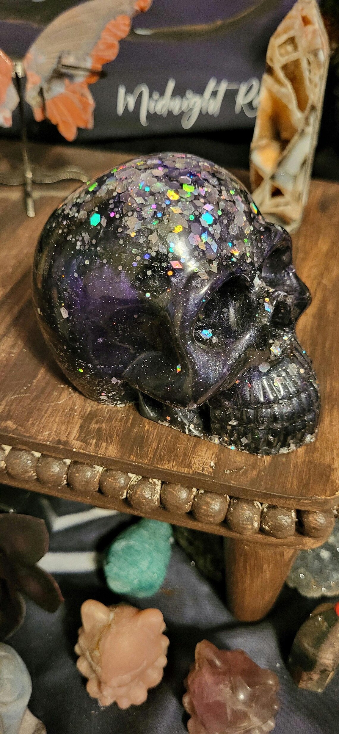 Epoxy Resin Skull With Glitter and Purple Mica Design - Etsy