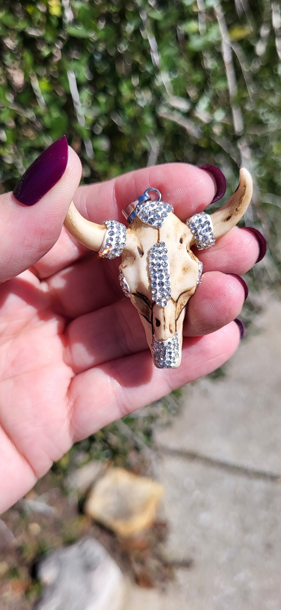 Beautiful Bull Skull Cow Skull Rhinestone Necklace Pendants Sparkly ...
