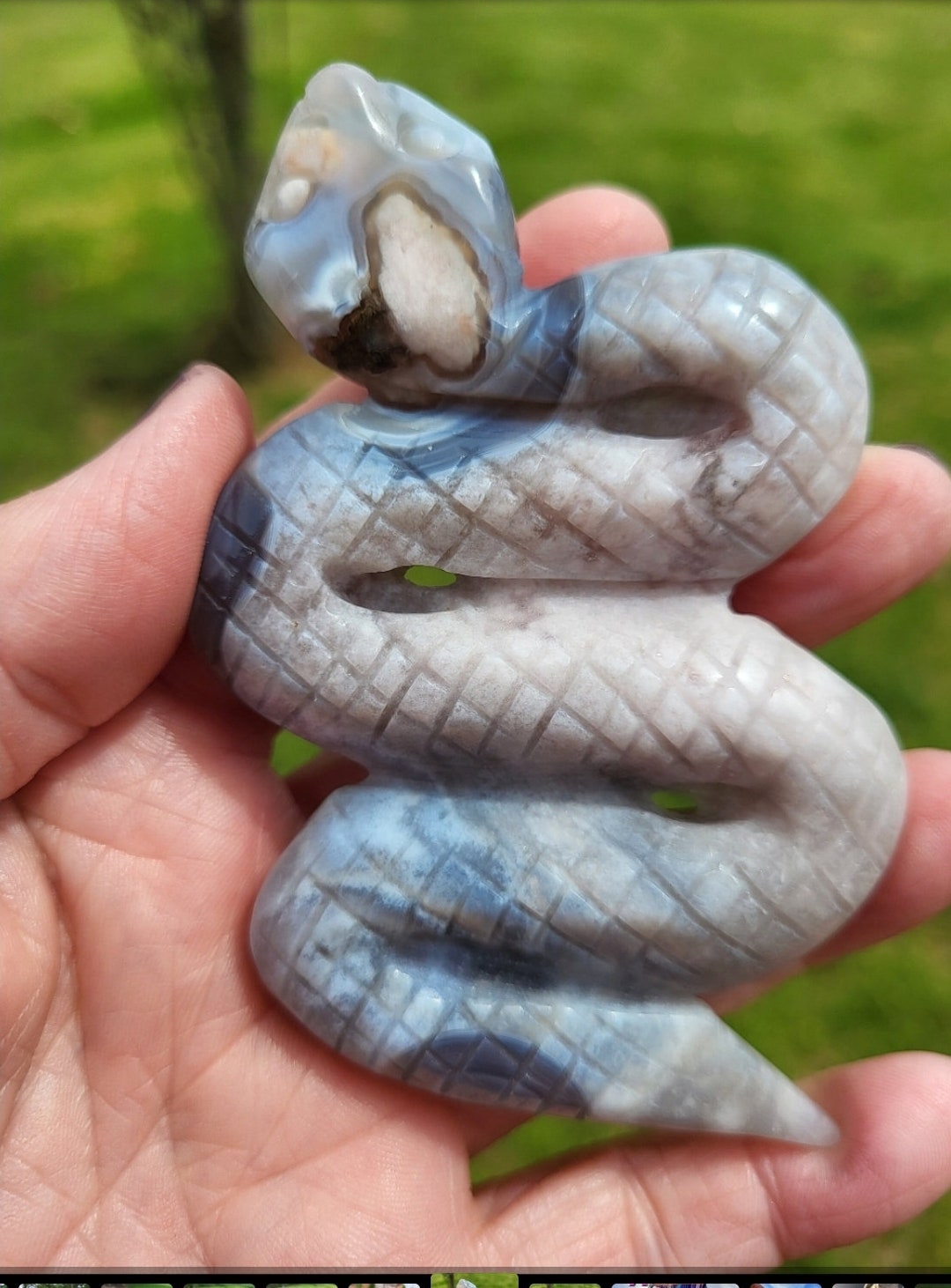 Beautiful Blue Moss Agate Snake Carving - Etsy