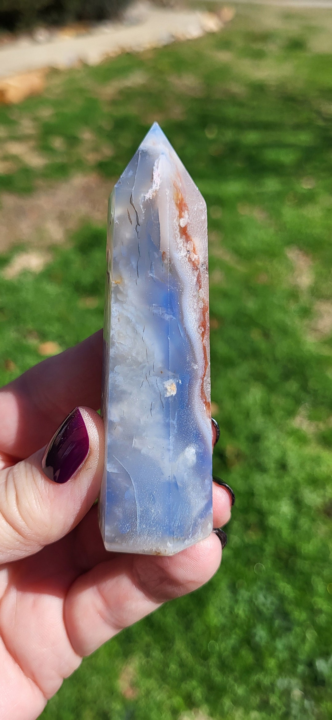 Blue Flower Agate Towers UNIQUE With Quartz and Druzy - Etsy