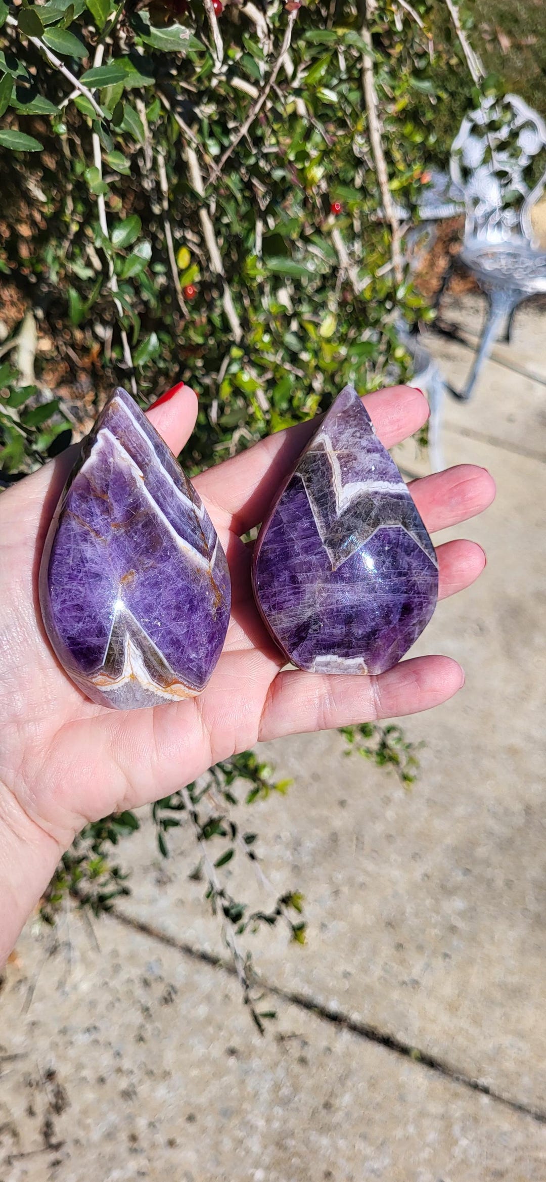 Chevron Dream Amethyst Freeform Tear Carving. Crystal Tear. BEAUTIFUL ...