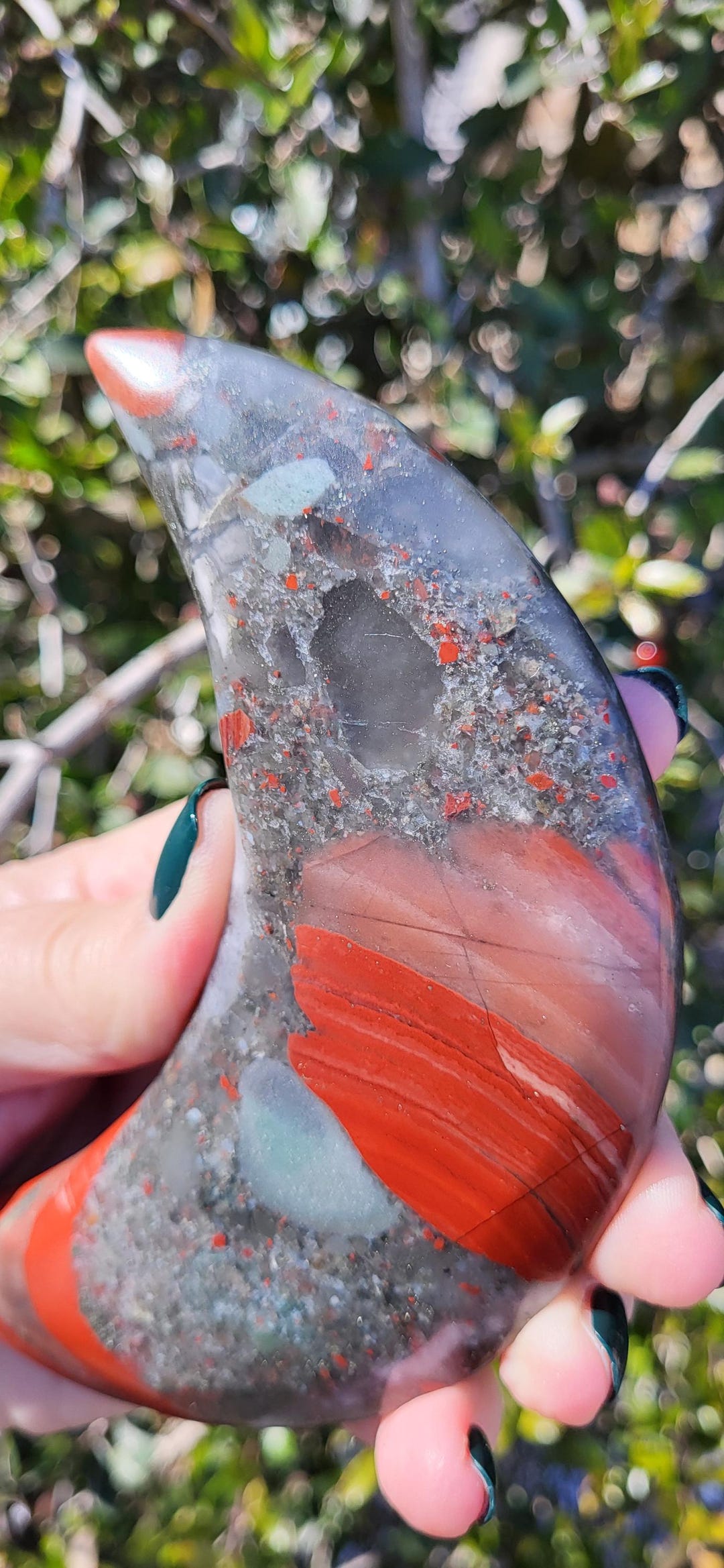 Large African Bloodstone Moon African Blood Stone Moon Carving Crystal ...