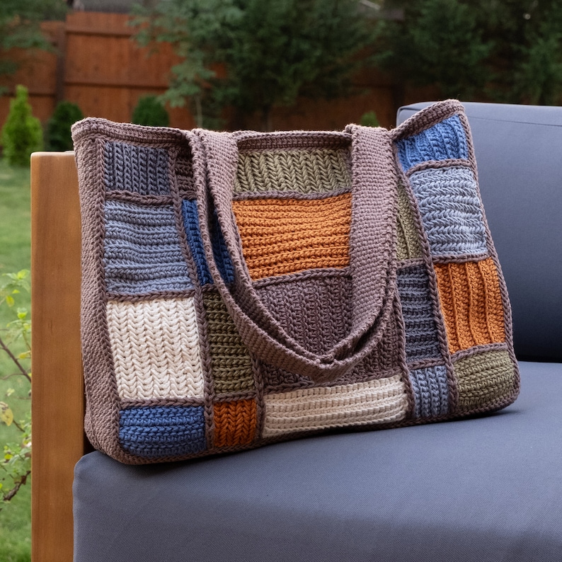 Patchwork Tote Crochet Pattern | Large Sturdy Carry All Bag | Digital ...