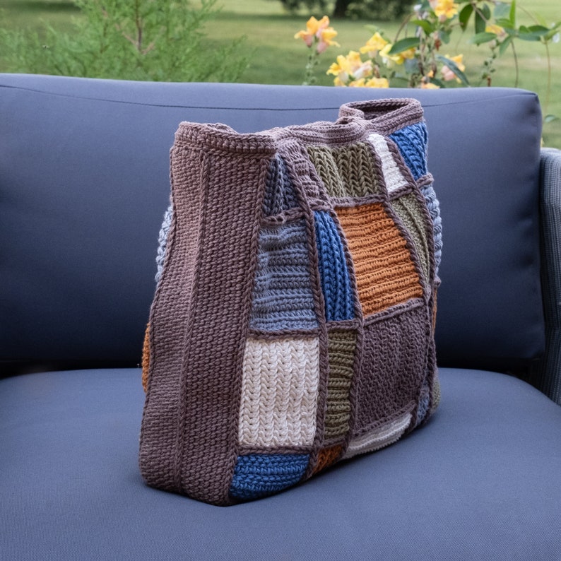 Patchwork Tote Crochet Pattern | Large Sturdy Carry All Bag | Digital ...