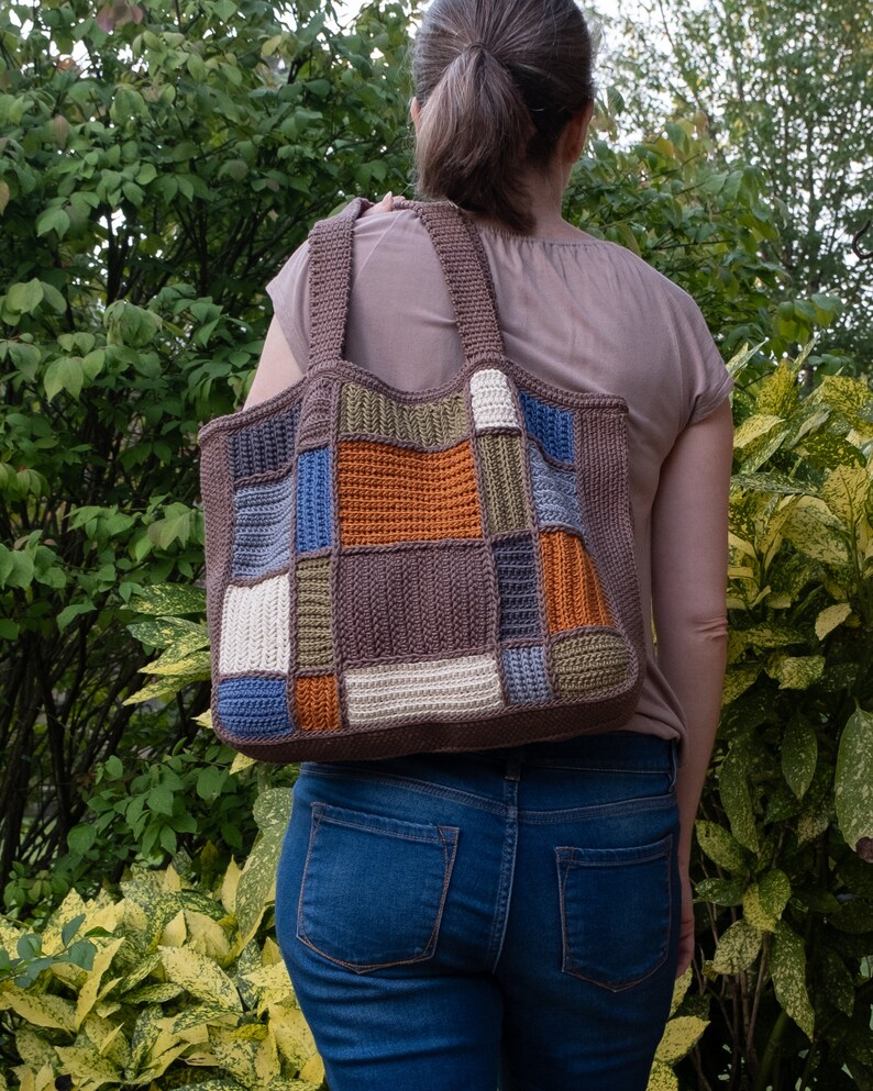 Patchwork Tote Crochet Pattern | Large Sturdy Carry All Bag | Digital ...