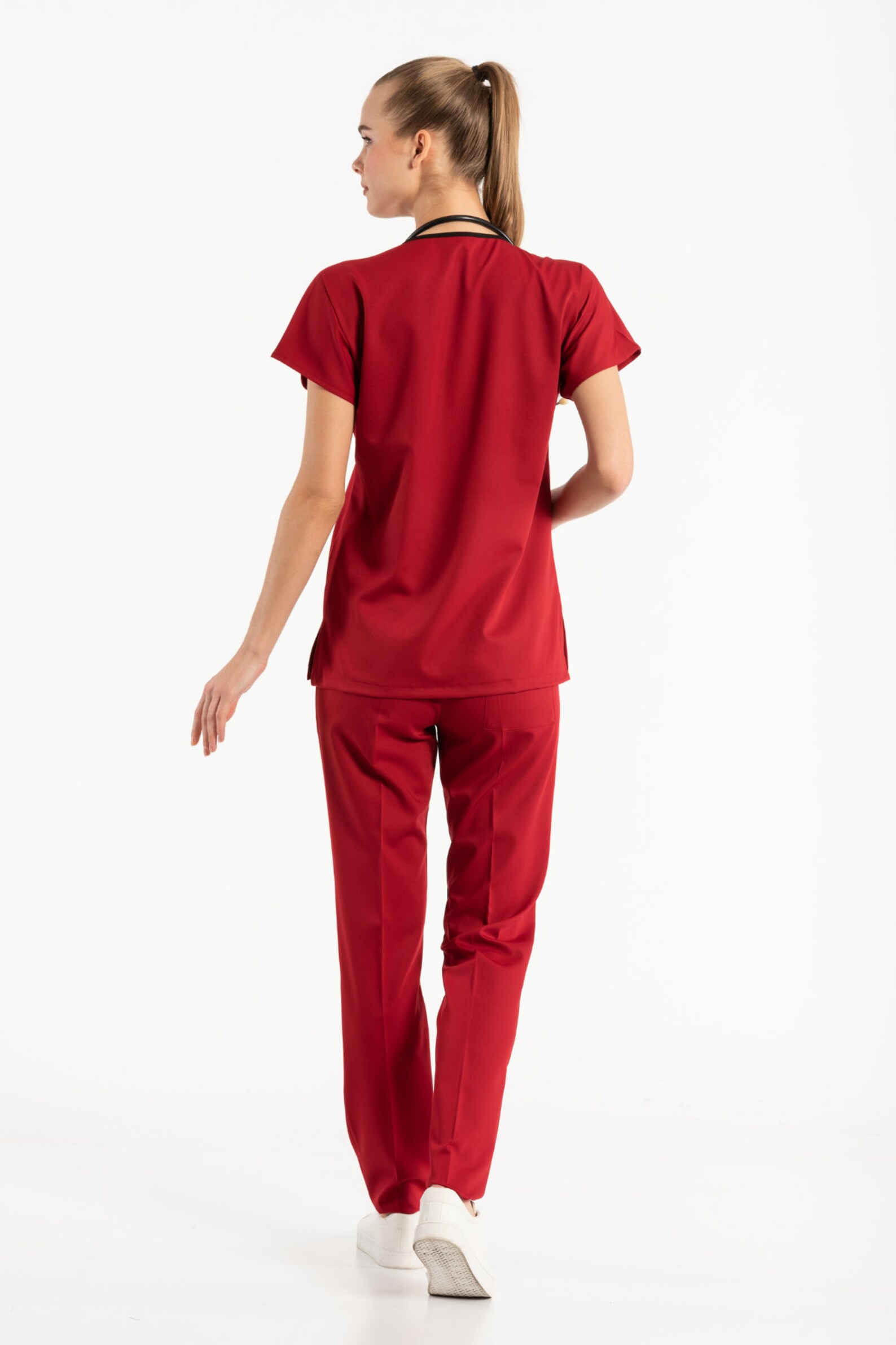 Customizable Red Lycra Breathable Scrubs, Medical Scrubs, Nurse Uniform ...