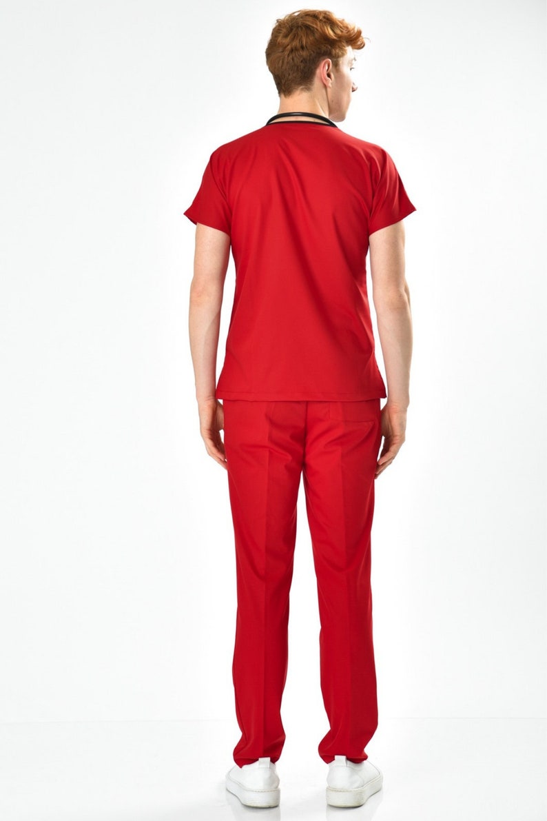 Customizable Red Lycra Breathable Scrubs, Medical Scrubs, Nurse Uniform ...