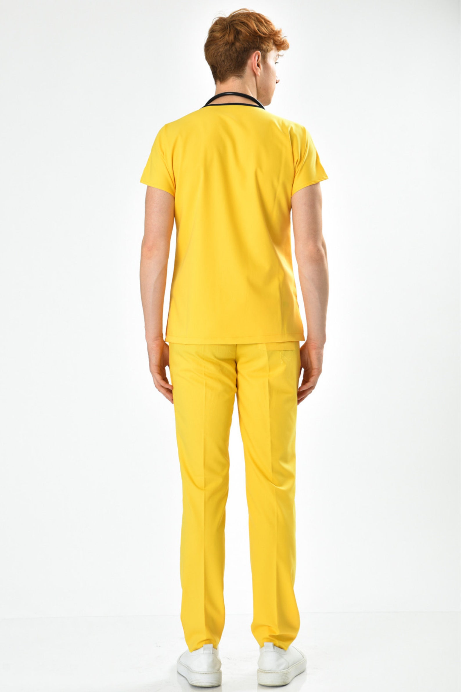 Customizable Yellow Lycra Breathable Scrubs Set, Medical Scrubs, Nurse ...