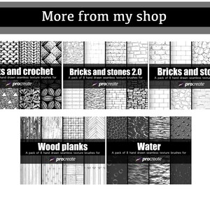 Hand Drawn Seamless Tiles Texture Brushes for Procreate Black and White ...