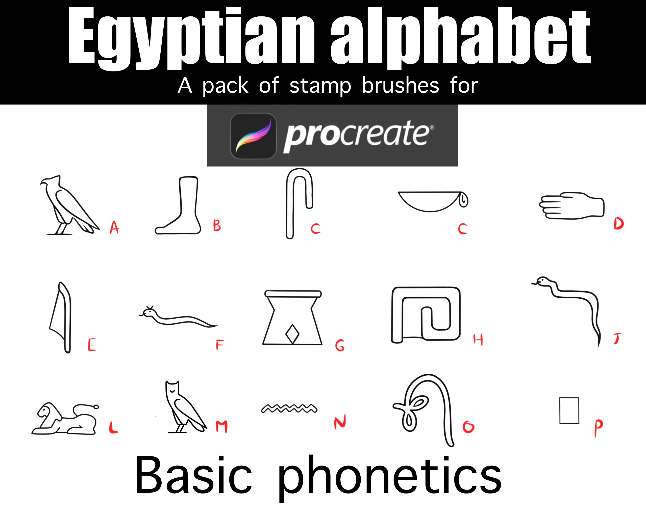 Basic Egyptian Phonetic Alphabet Script Stamp Brushes Procreate - Etsy