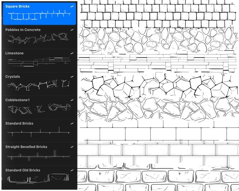 Bricks and Stones Hand Drawn Texture Brushes for Procreate Pack of 8 - Etsy