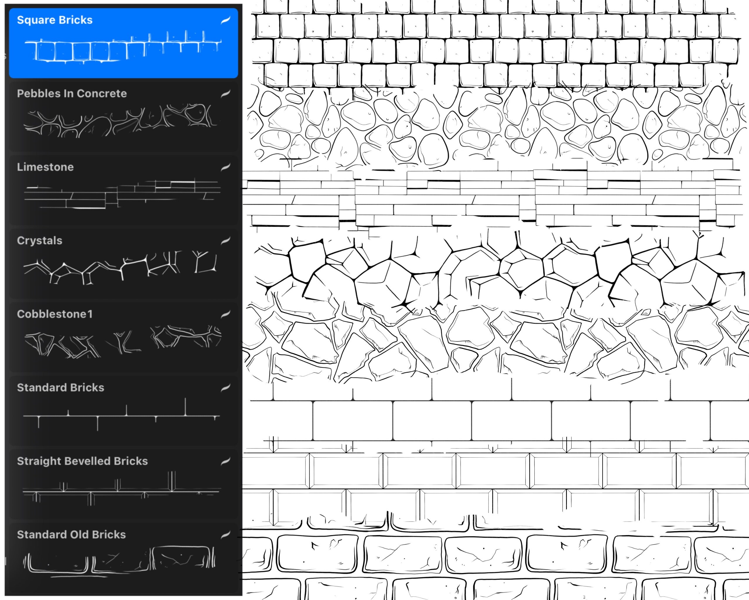 Bricks and Stones Hand Drawn Texture Brushes for Procreate Pack of 8 - Etsy