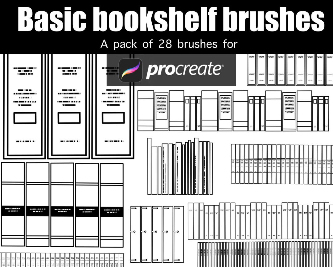Basic Bookshelf Office Book Brushes for Procreate - Etsy