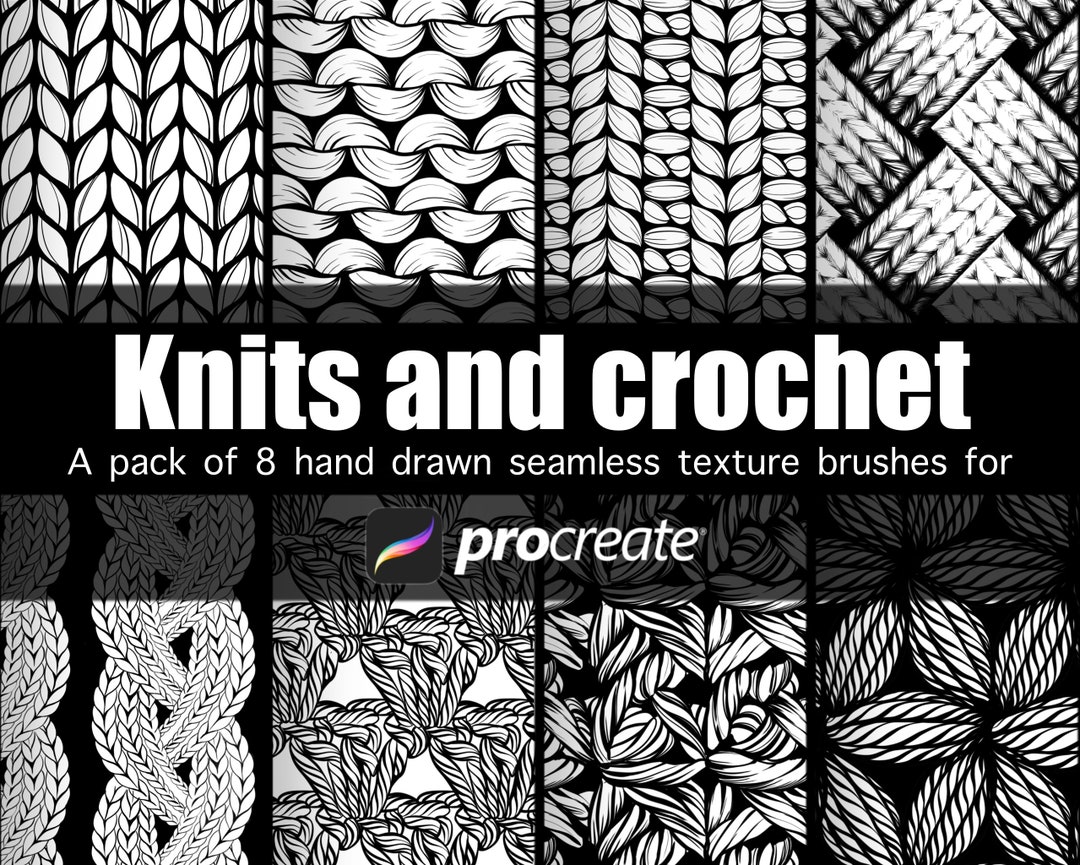 Knits and Crochet Hand Drawn Procreate Texture Brushes Pack of 8 - Etsy