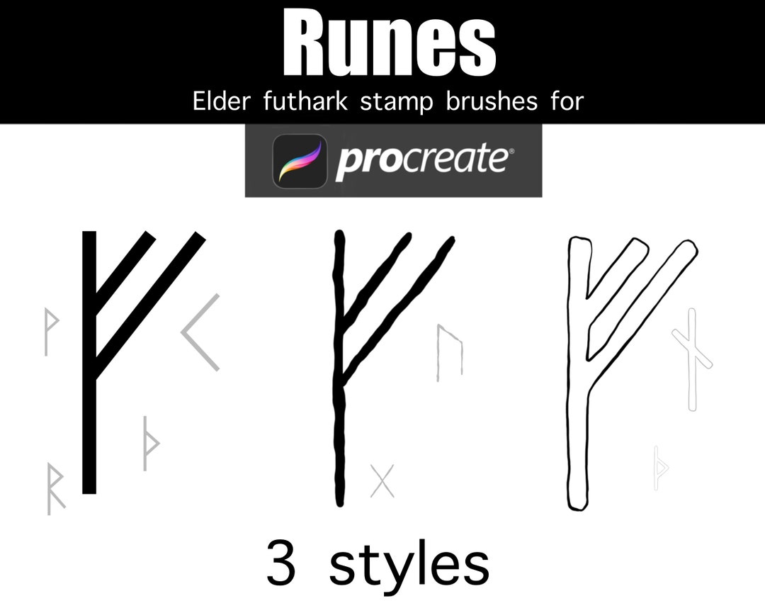 Elder Futhark Scandinavian Runes Basic Stamp Brushes for Procreate - Etsy