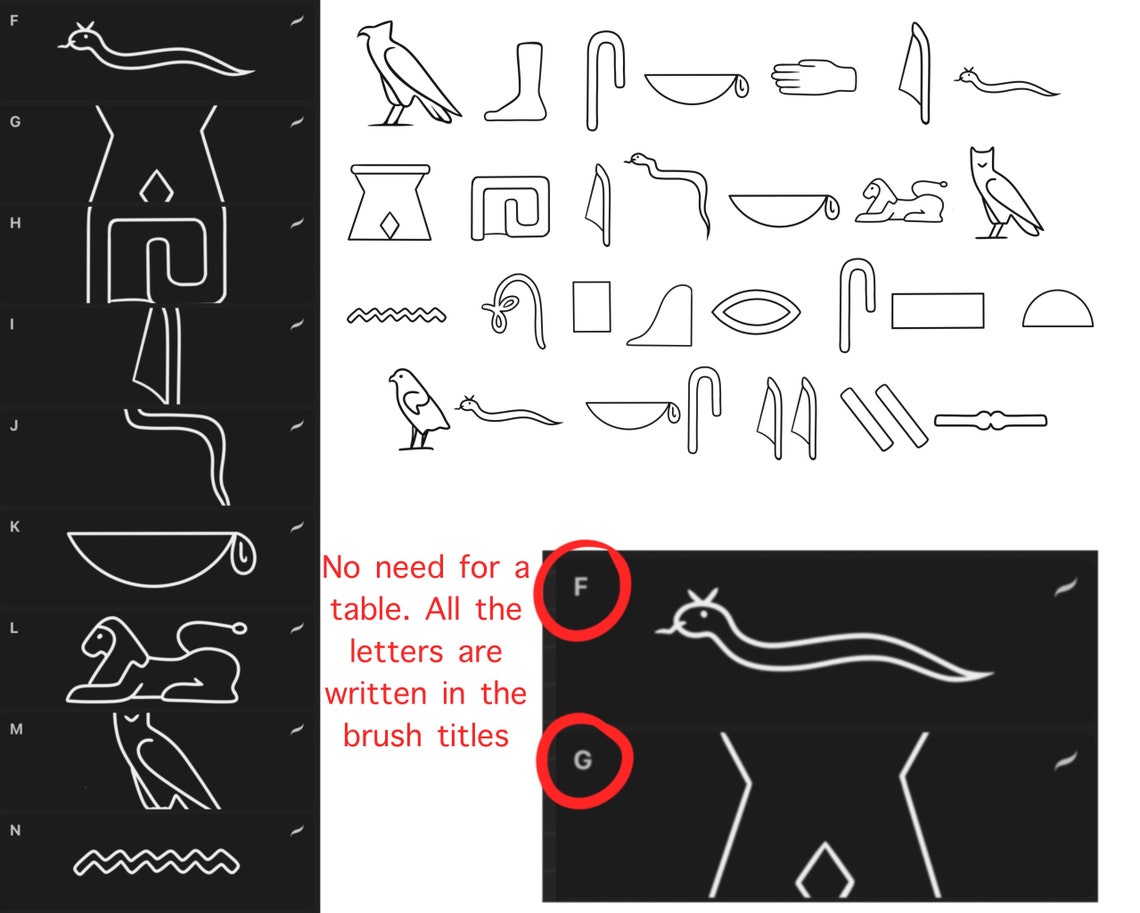 Basic Egyptian Phonetic Alphabet Script Stamp Brushes Procreate - Etsy