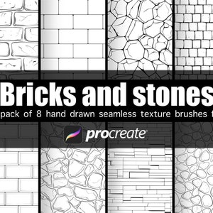 Bricks and Stones Hand Drawn Texture Brushes for Procreate Pack of 8 - Etsy