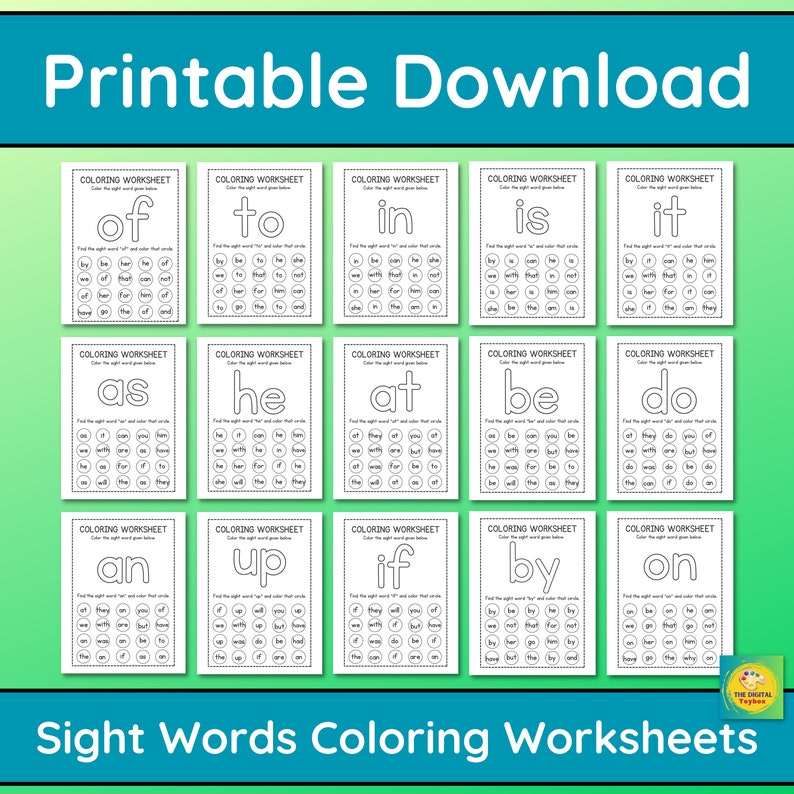Sight Words for Preschool & Kindergarteners | Sight Word Worksheets ...