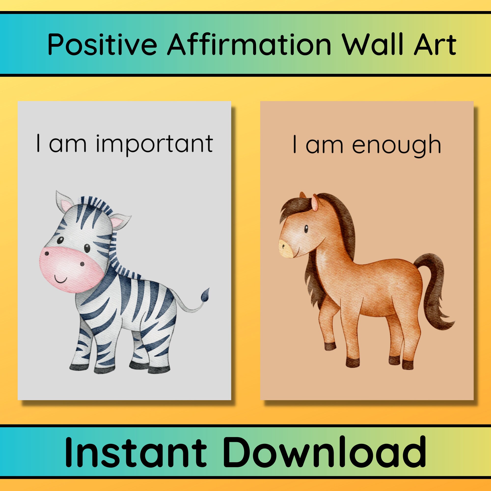Positive Affirmations Wall Art for Kids, Positive Affirmations ...