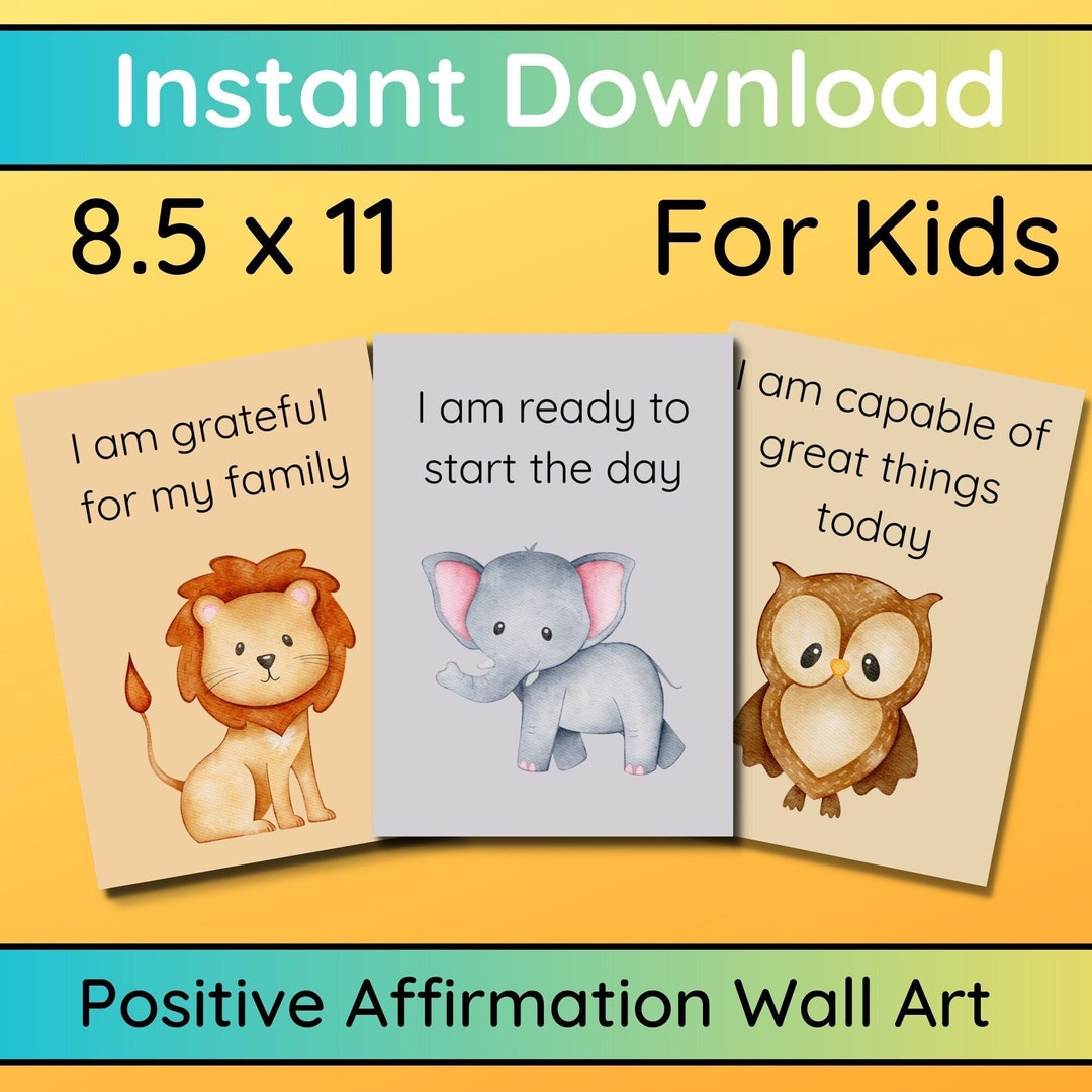 Positive Affirmations Wall Art for Kids, Positive Affirmations ...