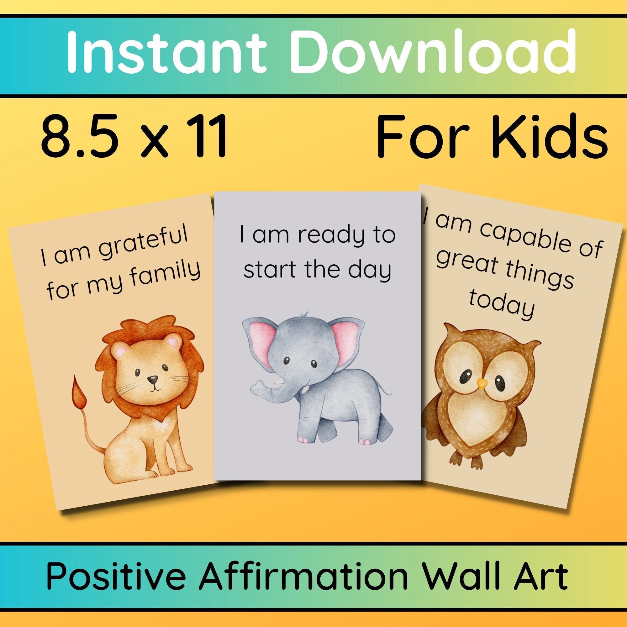Positive Affirmations Wall Art for Kids, Positive Affirmations ...