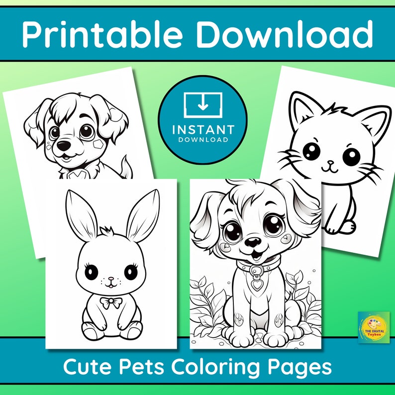 Cute Pets Coloring Pages for Kids Printable Animal Coloring Pages for ...