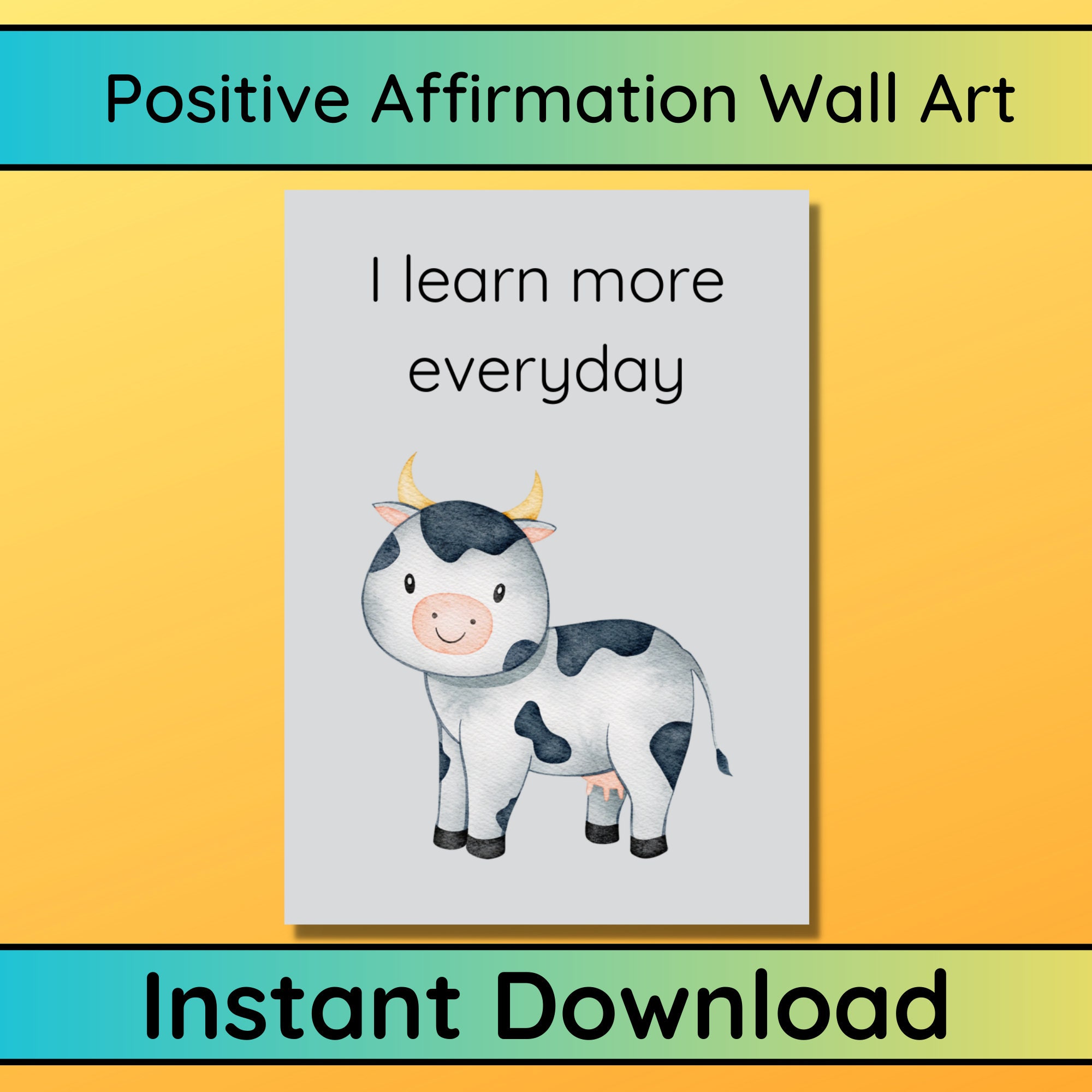 Positive Affirmations Wall Art for Kids, Positive Affirmations ...