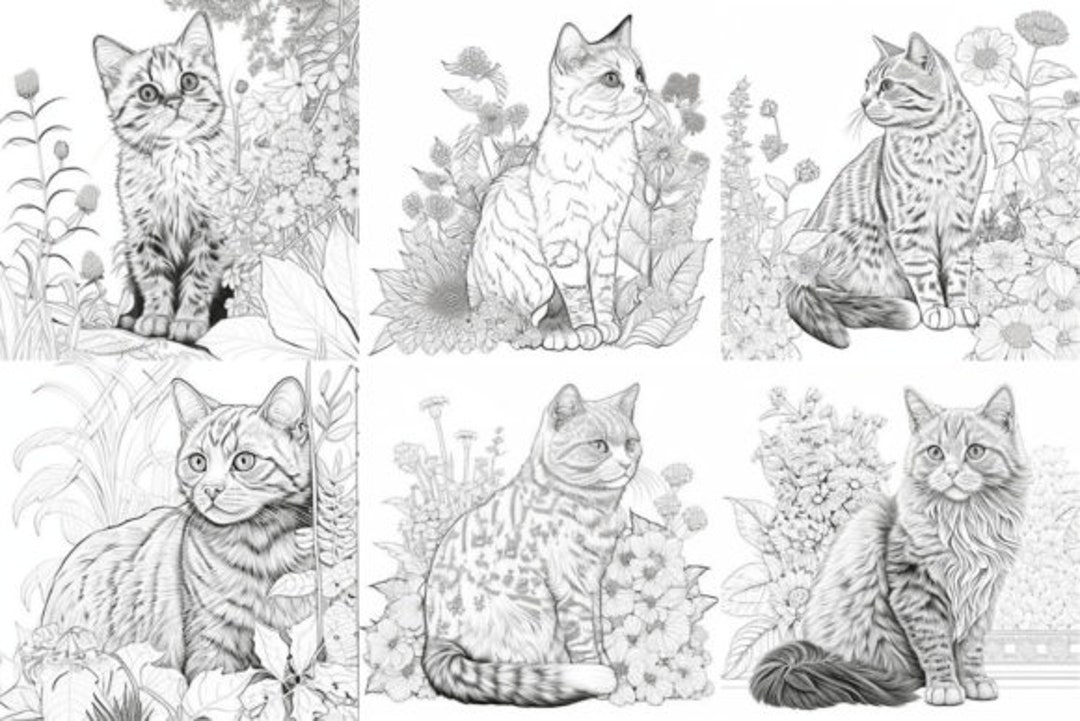 100 Cat Coloring Pages for Kdp Books - Etsy